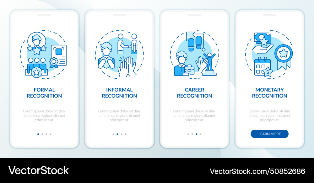 Types of employee recognition blue onboarding Vector Image