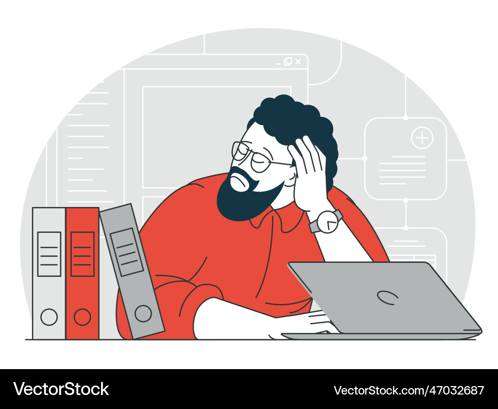 Burnout Office Worker - Stress & Fatigue Vector Image