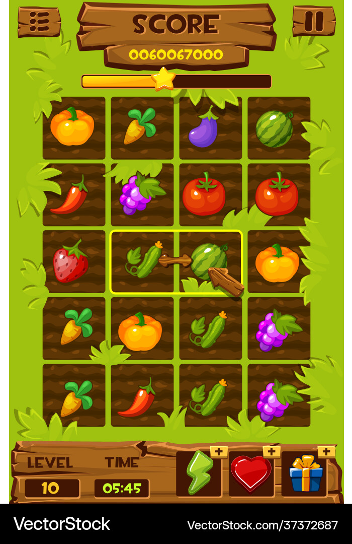 Farm Game UI Elements - Vegetable Icons Royalty Free Vector