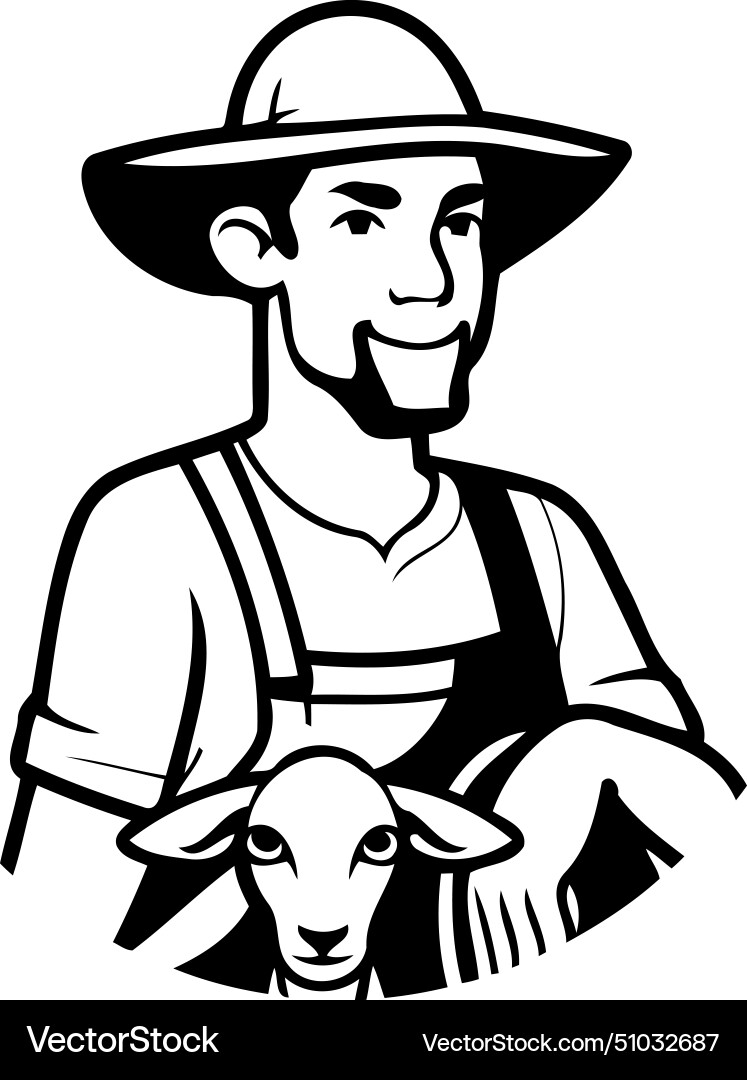 Farmer with a goat in flat style Royalty Free Vector Image