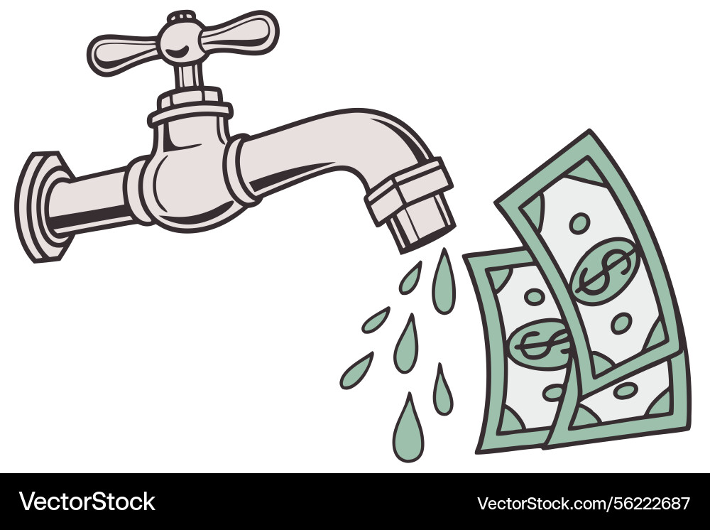 Faucet spilling money a visual representation Vector Image