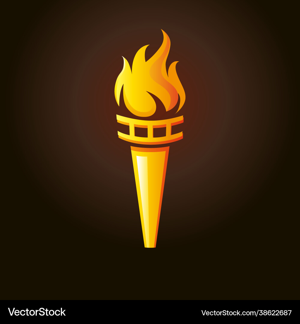 Golden torch fire Royalty Free Vector Image - VectorStock