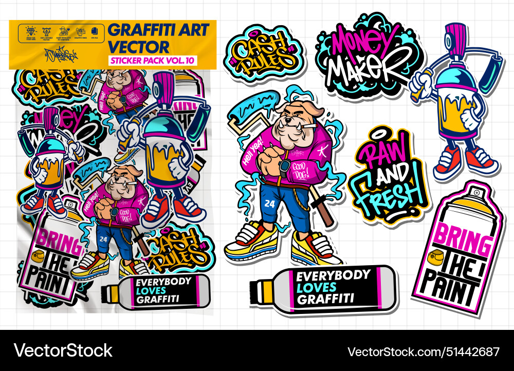 Graffiti sticker pack Royalty Free Vector Image