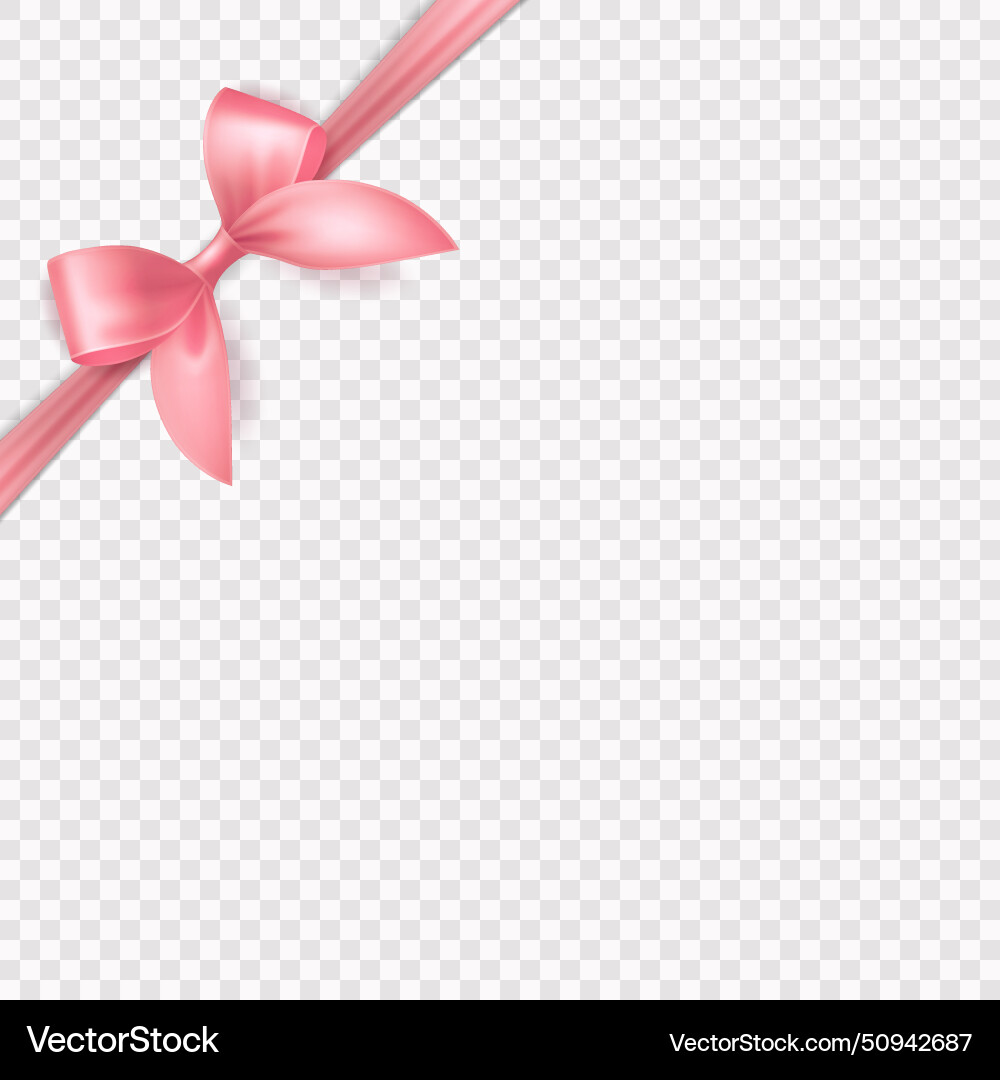 Realistic silk pink gift ribbon satin bow Vector Image