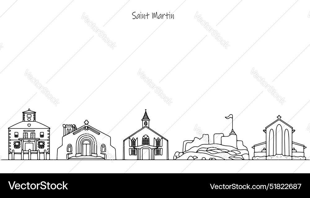 Sights of saint martin Royalty Free Vector Image