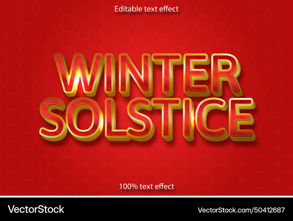 Winter solstice editable text effect luxury style Vector Image