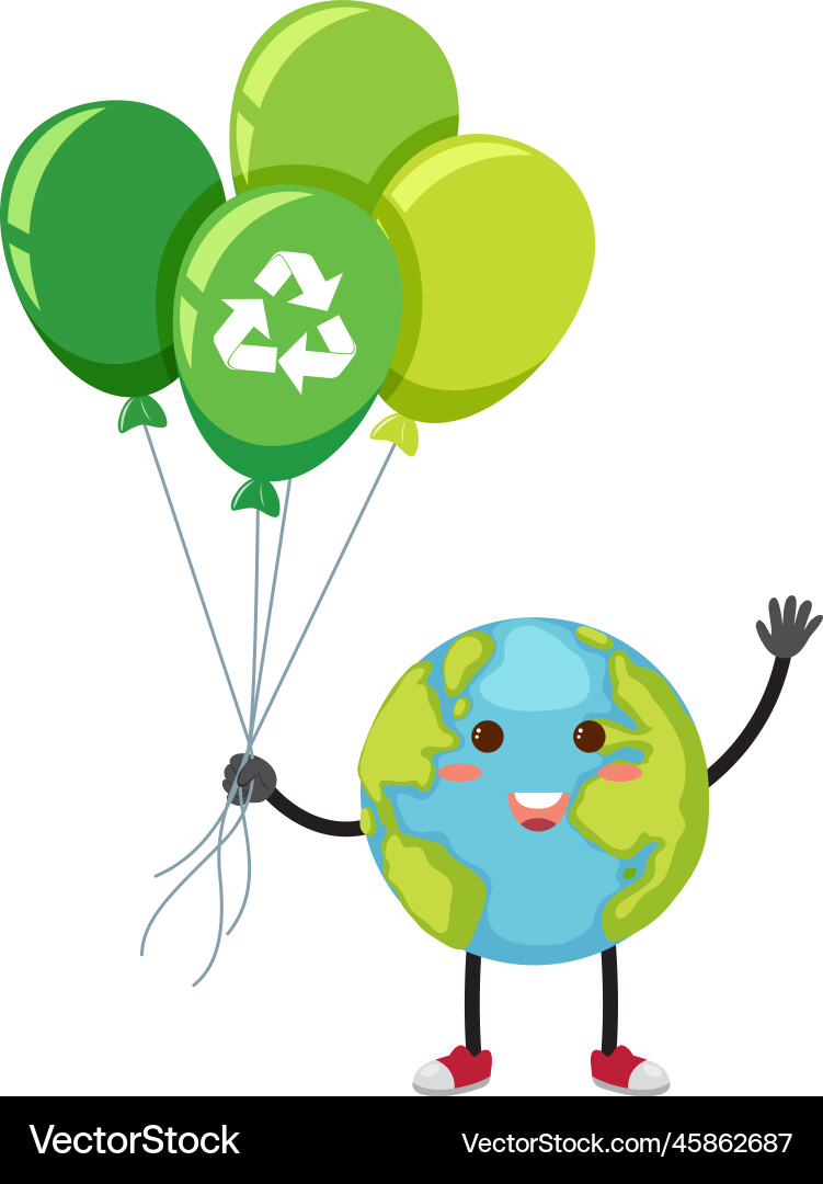 World earth day concept with globe cartoon Vector Image