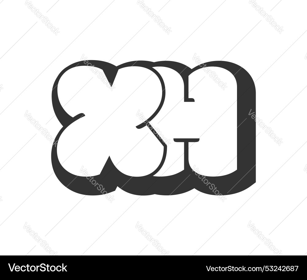 Xh logo bubble comic lettering rounded Royalty Free Vector