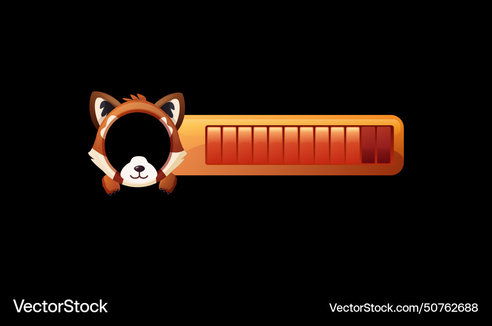 Adventurous red panda avatar and level bar Vector Image