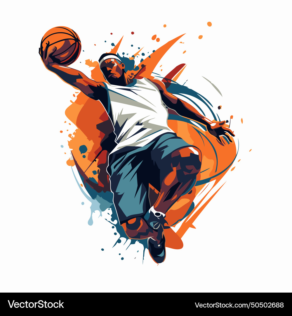 Basketball player with ball Royalty Free Vector Image