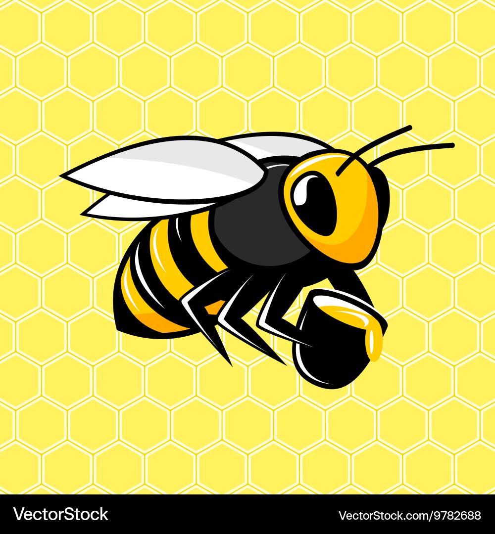 Bee on a honeycomb background Royalty Free Vector Image
