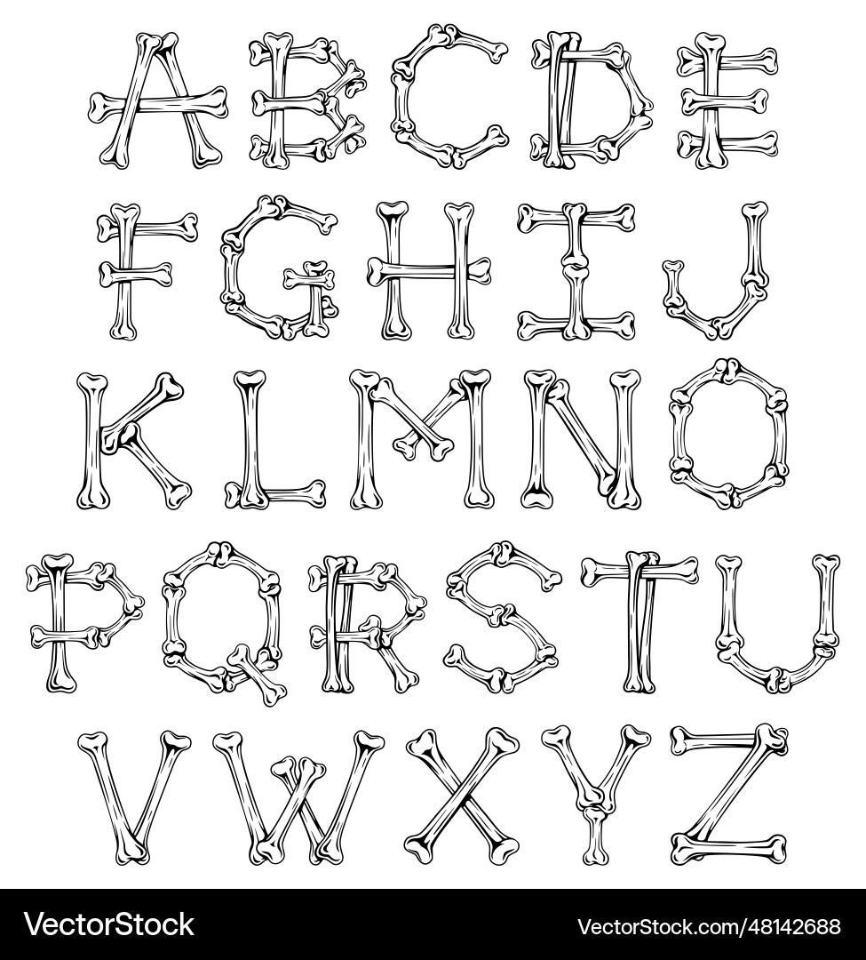 Alphabet Stencils Bones Vector Images (77)