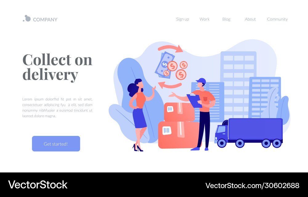 Cash on delivery cod concept landing page Vector Image