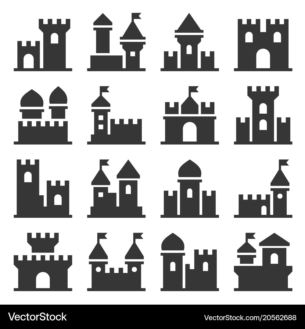 Castle icon set Royalty Free Vector Image - VectorStock