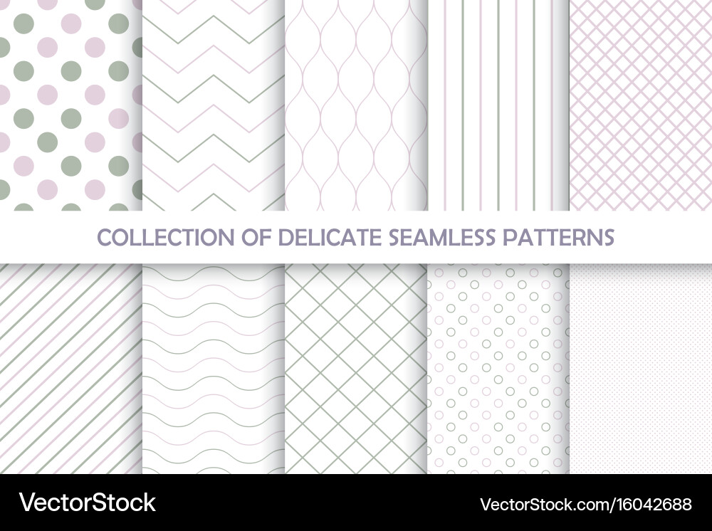 Collection of seamless delicate patterns Vector Image