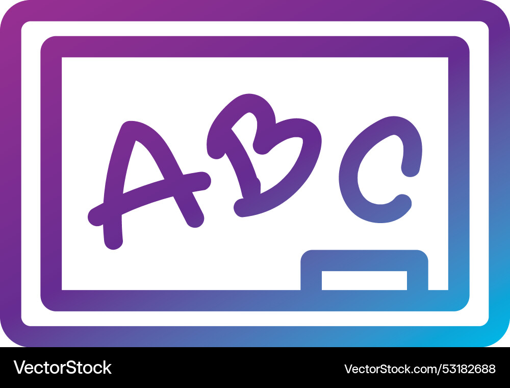 Gradient chalkboard icon with abc text in purple Vector Image