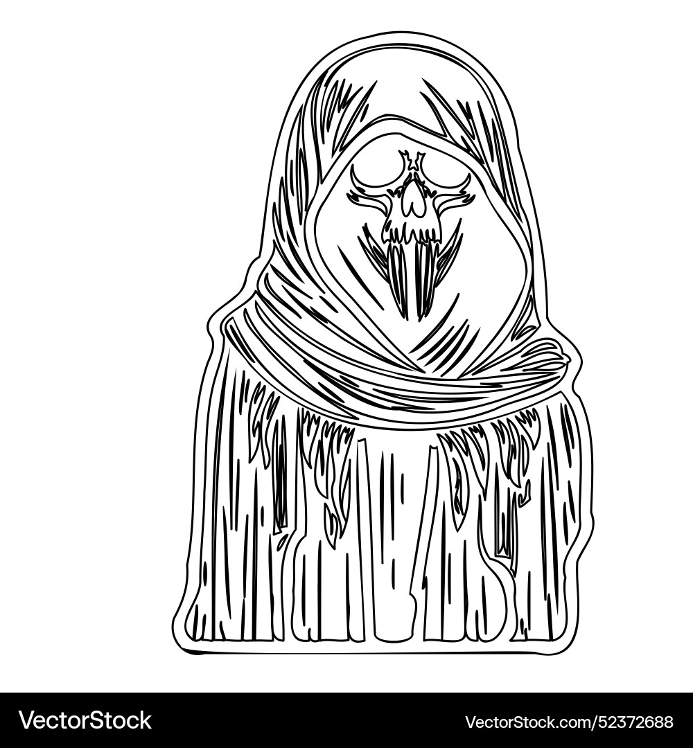 Grim reaper halloween outline sketch Royalty Free Vector