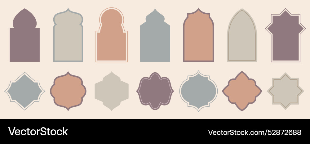 Islamic windows shape muslim architecture doors Vector Image