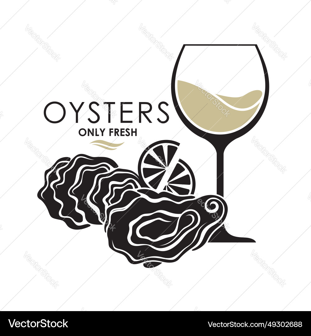 Oyster shell emblem Royalty Free Vector Image - VectorStock