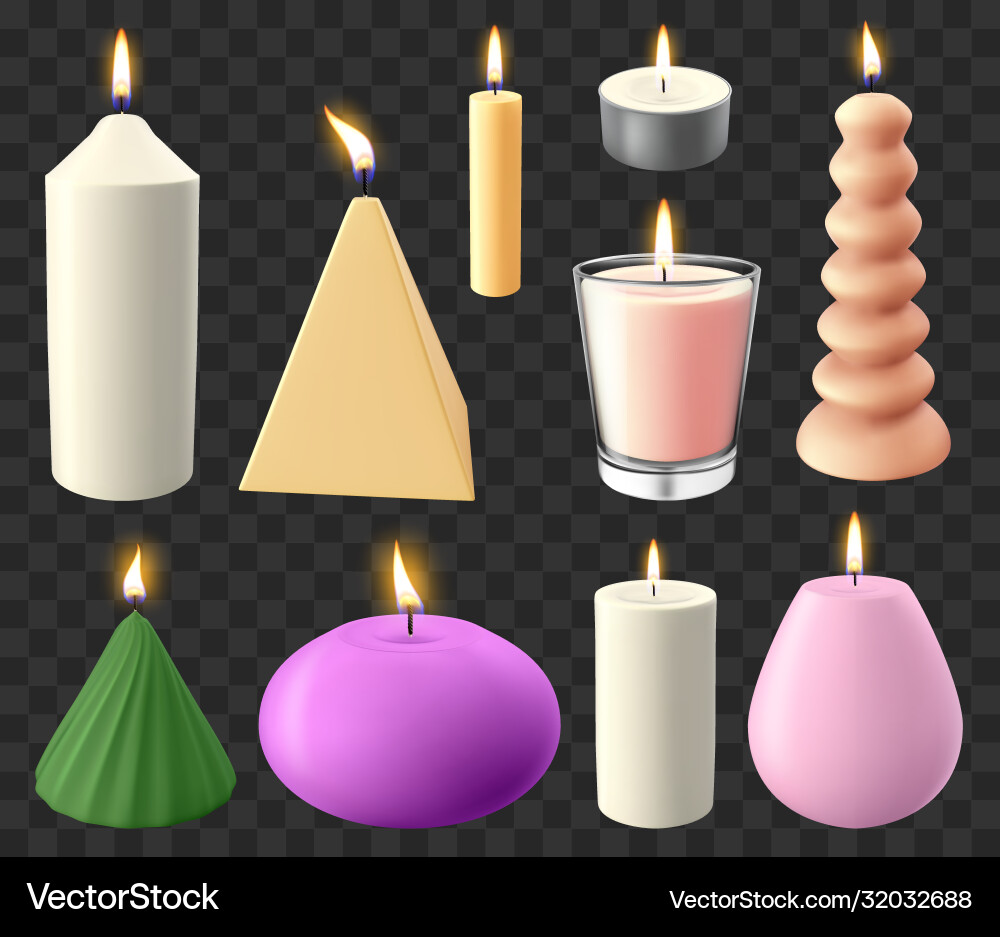 Realistic 3d candles holidays candlelight Vector Image