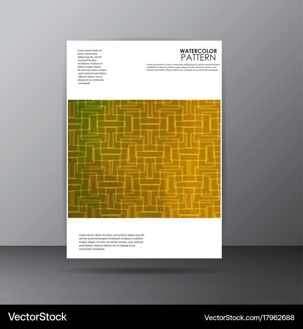 Watercolor pattern cover page design Royalty Free Vector