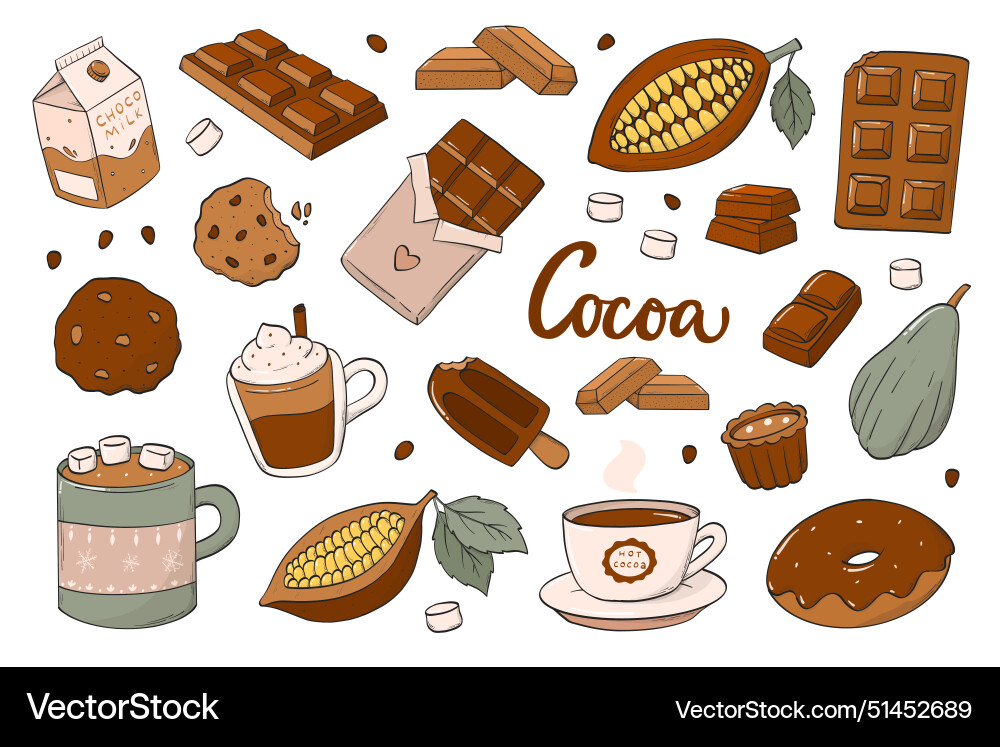 Chocolate doodles collection Royalty Free Vector Image