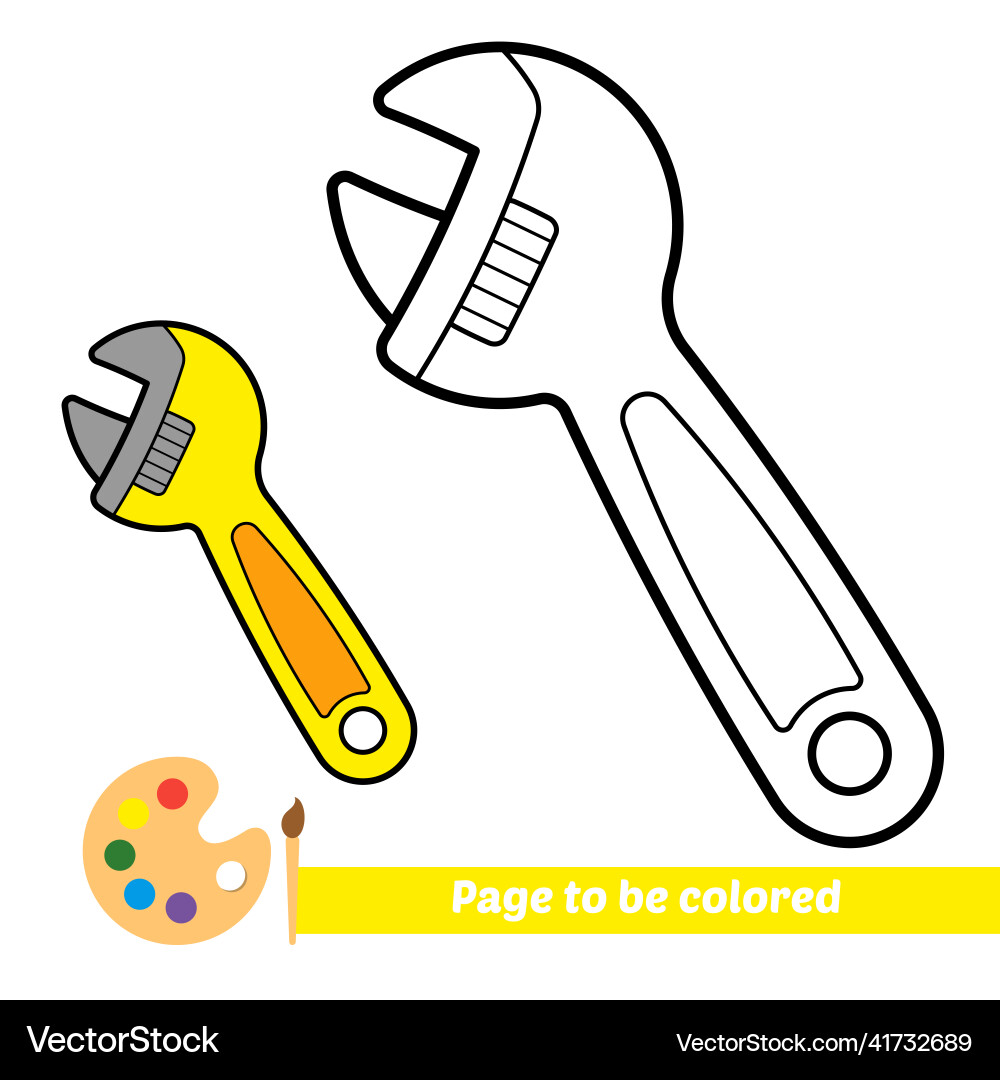 Coloring book for kids wrench Royalty Free Vector Image