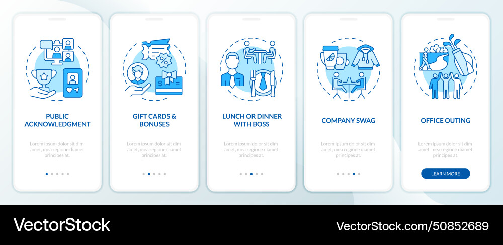 Employee recognition ideas blue onboarding mobile Vector Image