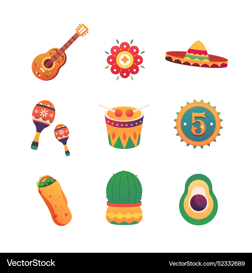 Gradient design elements collection for cinco de Vector Image