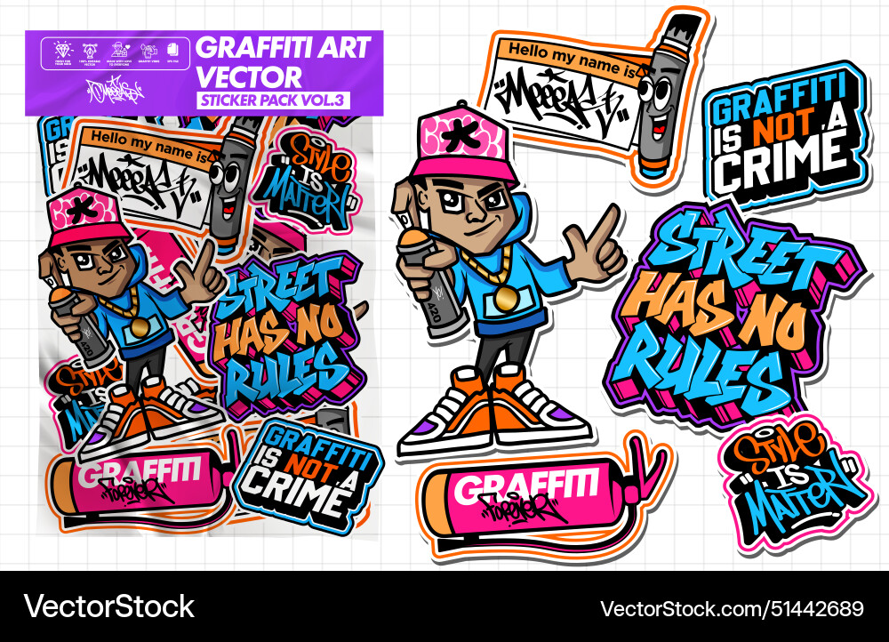 Graffiti sticker pack Royalty Free Vector Image