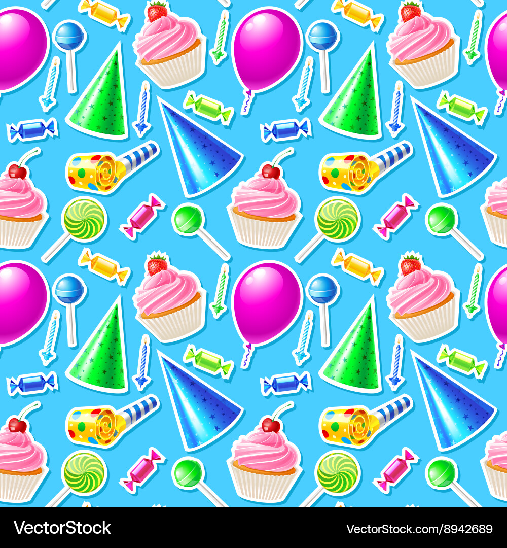Happy birthday seamless pattern Royalty Free Vector Image