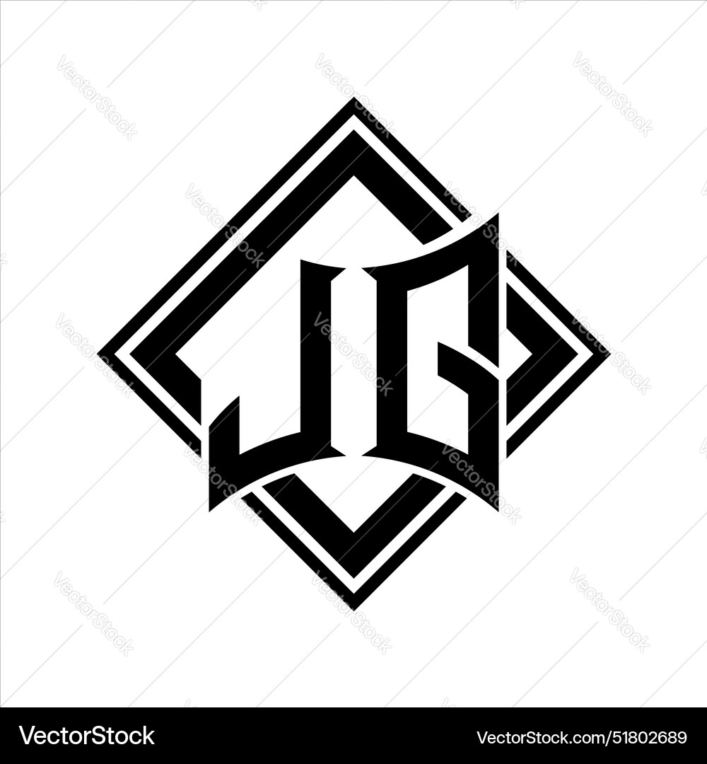 Jg letter logo with abstract shield shape Vector Image