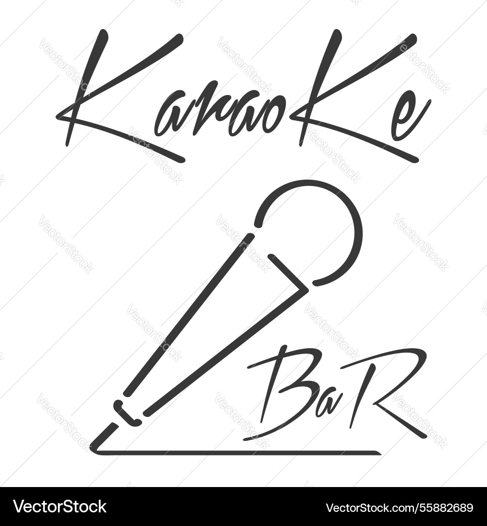 Karaoke bar lettering and emblem flat isolated Vector Image