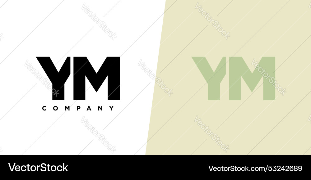 Letter y and m ym logo design template minimal Vector Image