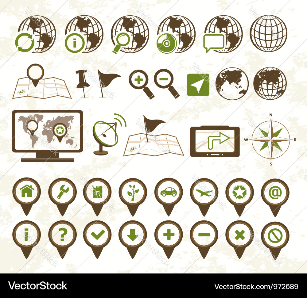 Location icons military style Royalty Free Vector Image