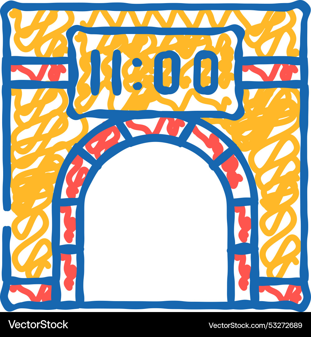 Metro underground clock icon doodle Royalty Free Vector