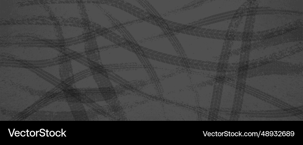 Parallel tire skid marks on a dark gray asphalt Vector Image