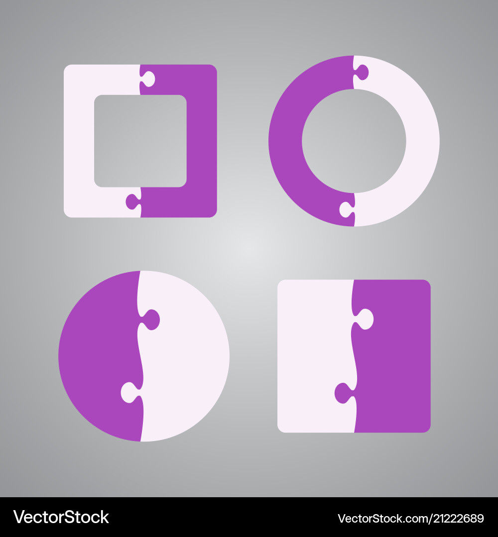 Puzzle shape circle square jigsaw object Vector Image
