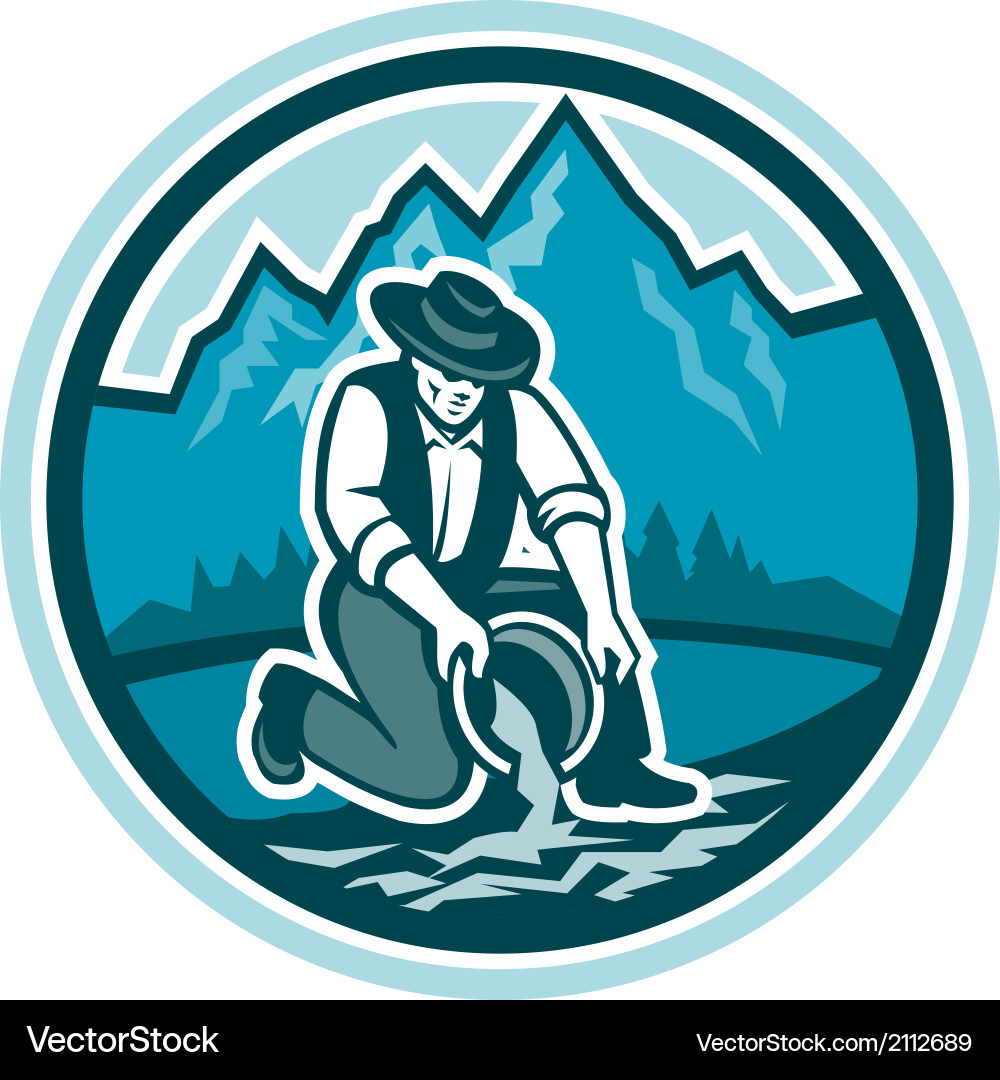 Retro Gold Panner Royalty Free Vector Image - VectorStock