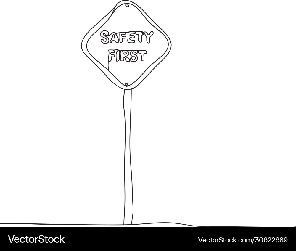 Safety first line drawing style design Royalty Free Vector