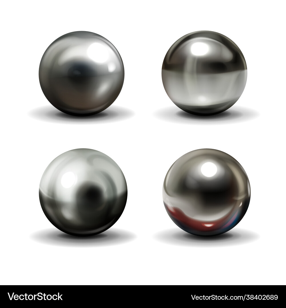 Steel balls on white surface realistic Royalty Free Vector
