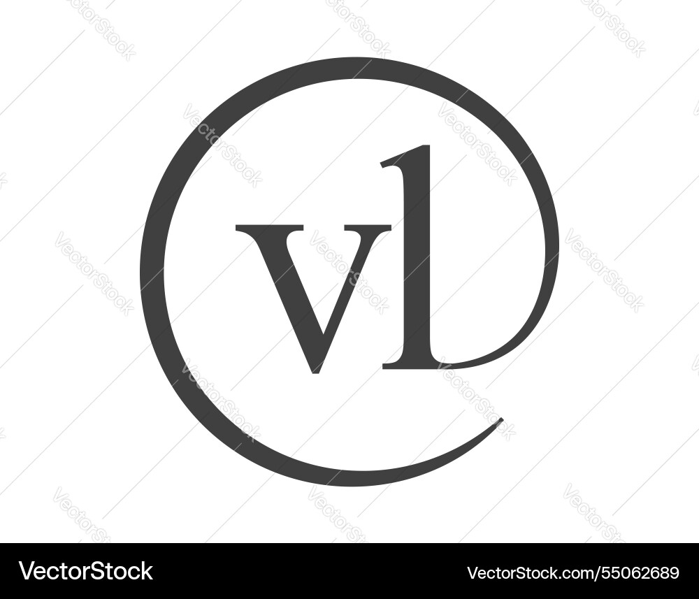 Vl logo from two letter with circle shape email Vector Image