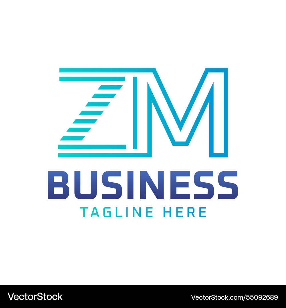 Zm logo design sleek modern letter Royalty Free Vector Image