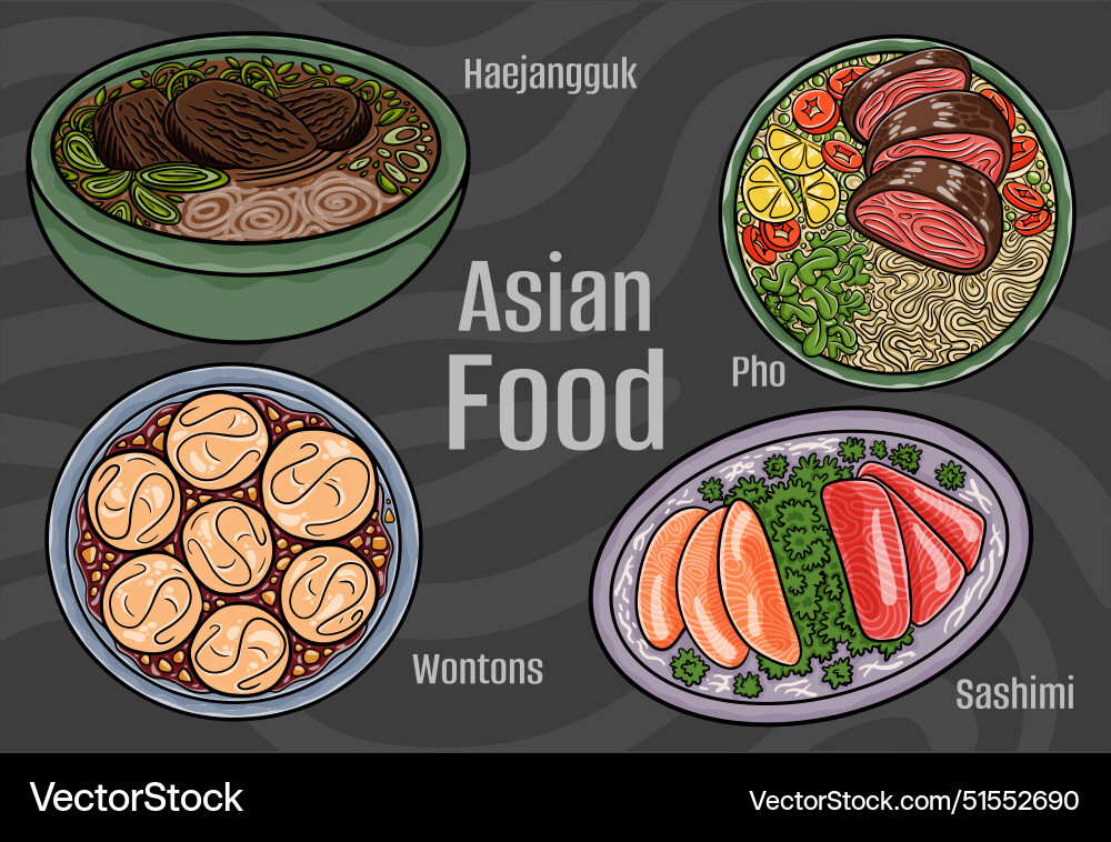Asian food clipart hand-drawn Royalty Free Vector Image