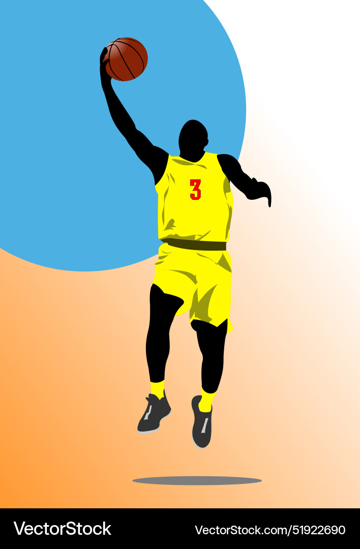 Basketball player poster colored 3d for designers Vector Image