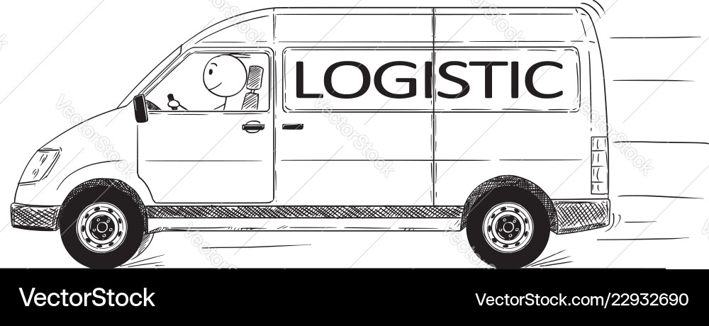 Cartoon fast driving generic delivery van Vector Image