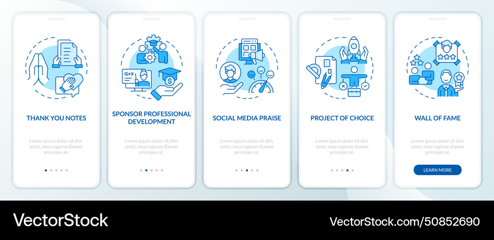 Employee acknowledgement blue onboarding mobile Vector Image