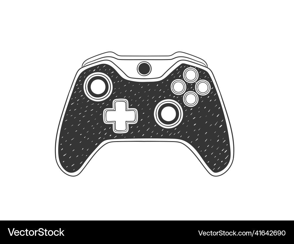Game joystick joypad hand-drawn gamepad in sketch Vector Image