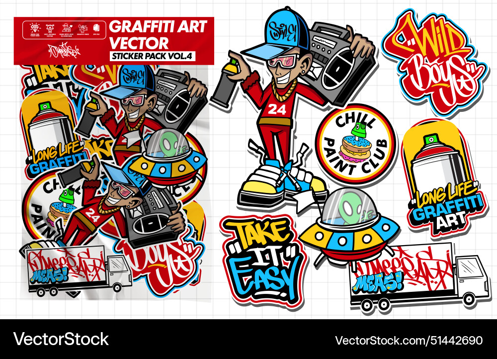 Graffiti sticker pack Royalty Free Vector Image