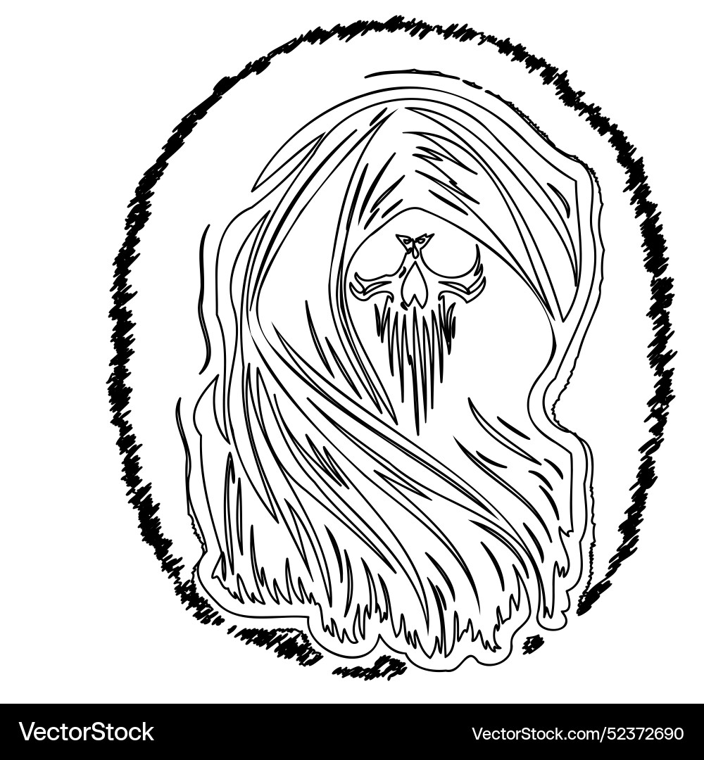 Grim reaper halloween outline sketch Royalty Free Vector